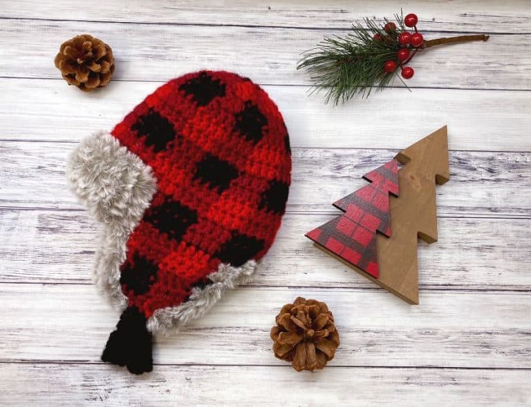 Plaid Crochet Aviator Hat (Free Pattern) - love. life. yarn.