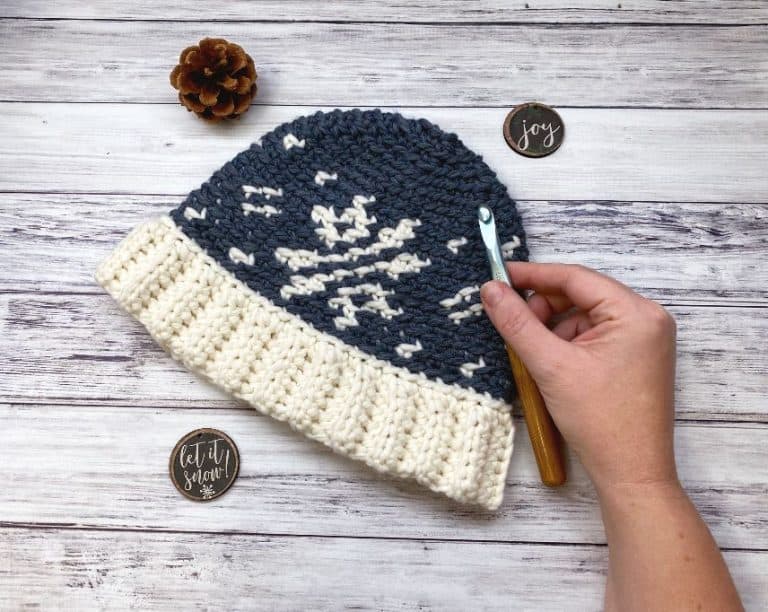 Snowflake Crochet Winter Hat (Free Pattern) - love. life. yarn.
