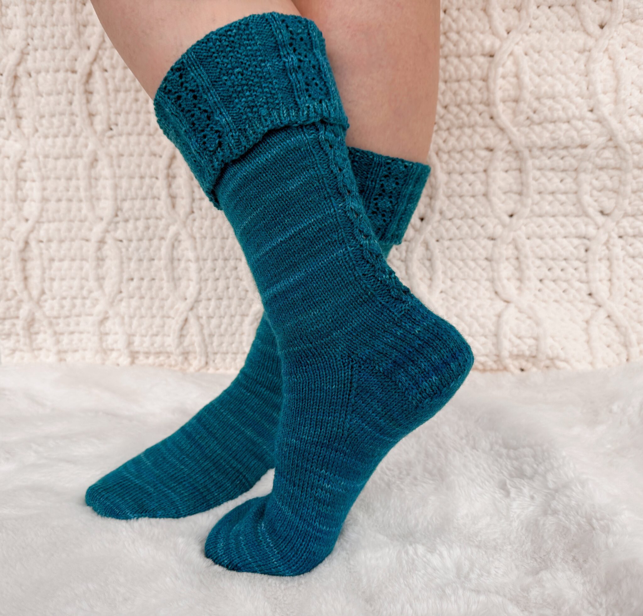 Touch of Lace Tall Socks (Free Knitting Pattern) - love. life. yarn.